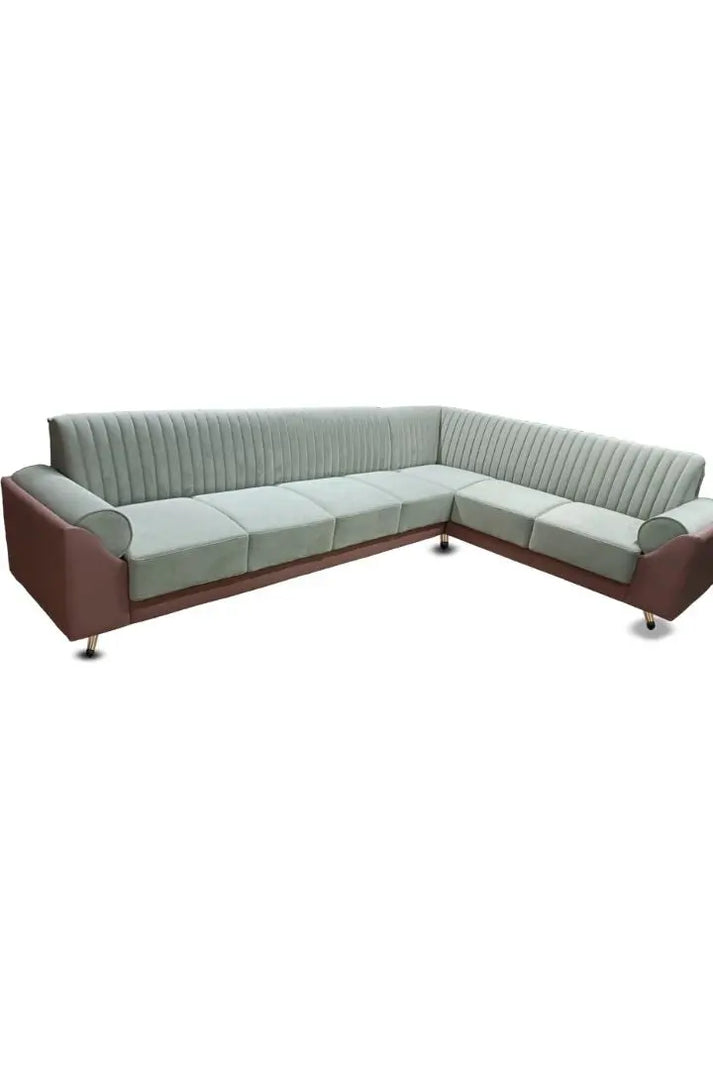MGR Rexine Saffron L shape Sofa in Ten Light Grey Colou – MGRCASA