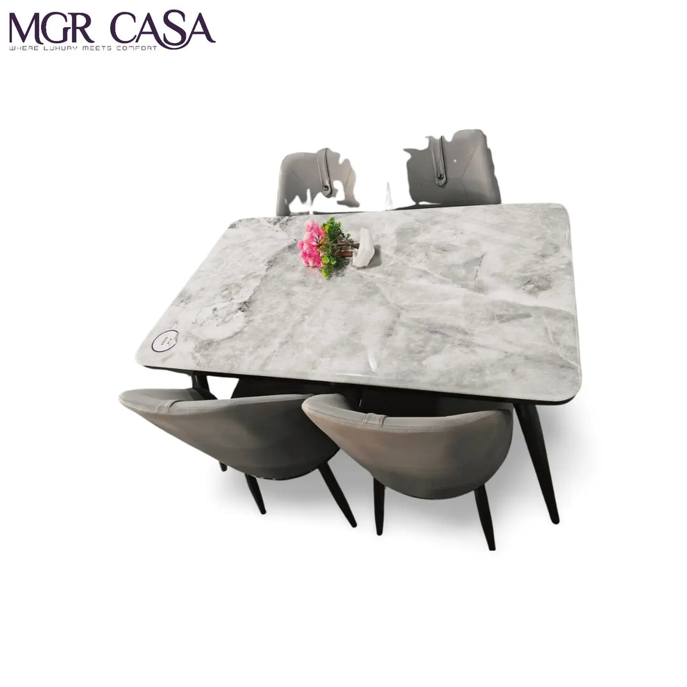 MGR MARBLE TOP METAL BASE 4 SEATER IMPORTED DINING TABLE SET – MGRCASA